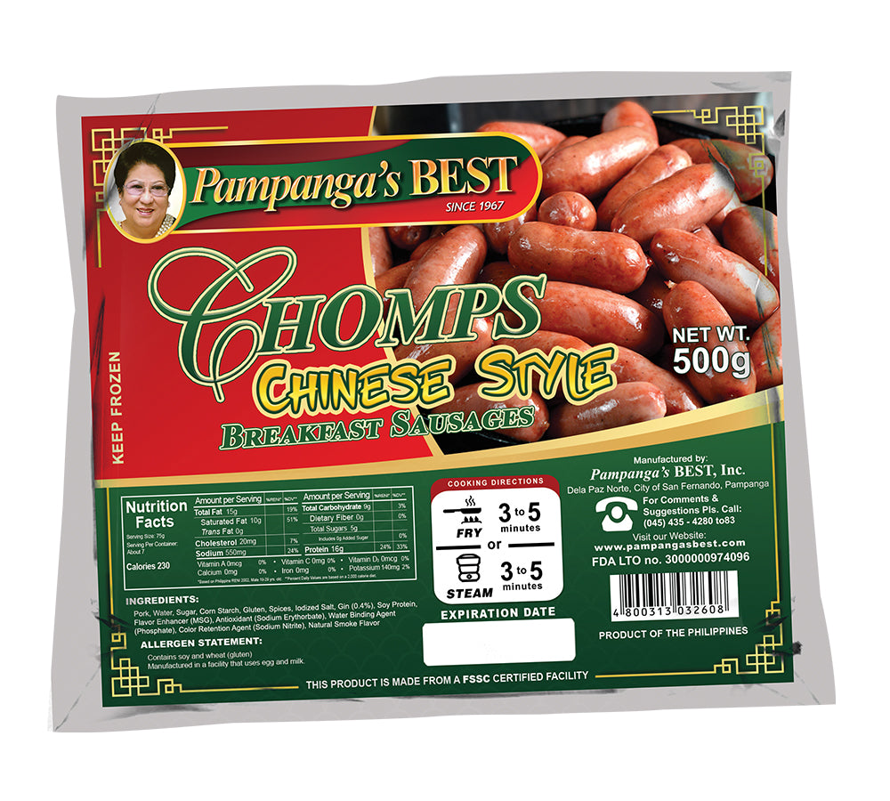 Chomps Chinese Style Breakfast Sausages – Pampanga's Best, Inc.